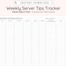 Server Tips Tracker Sheet Printable, for Tip Sharing Weekly Breakdown ...