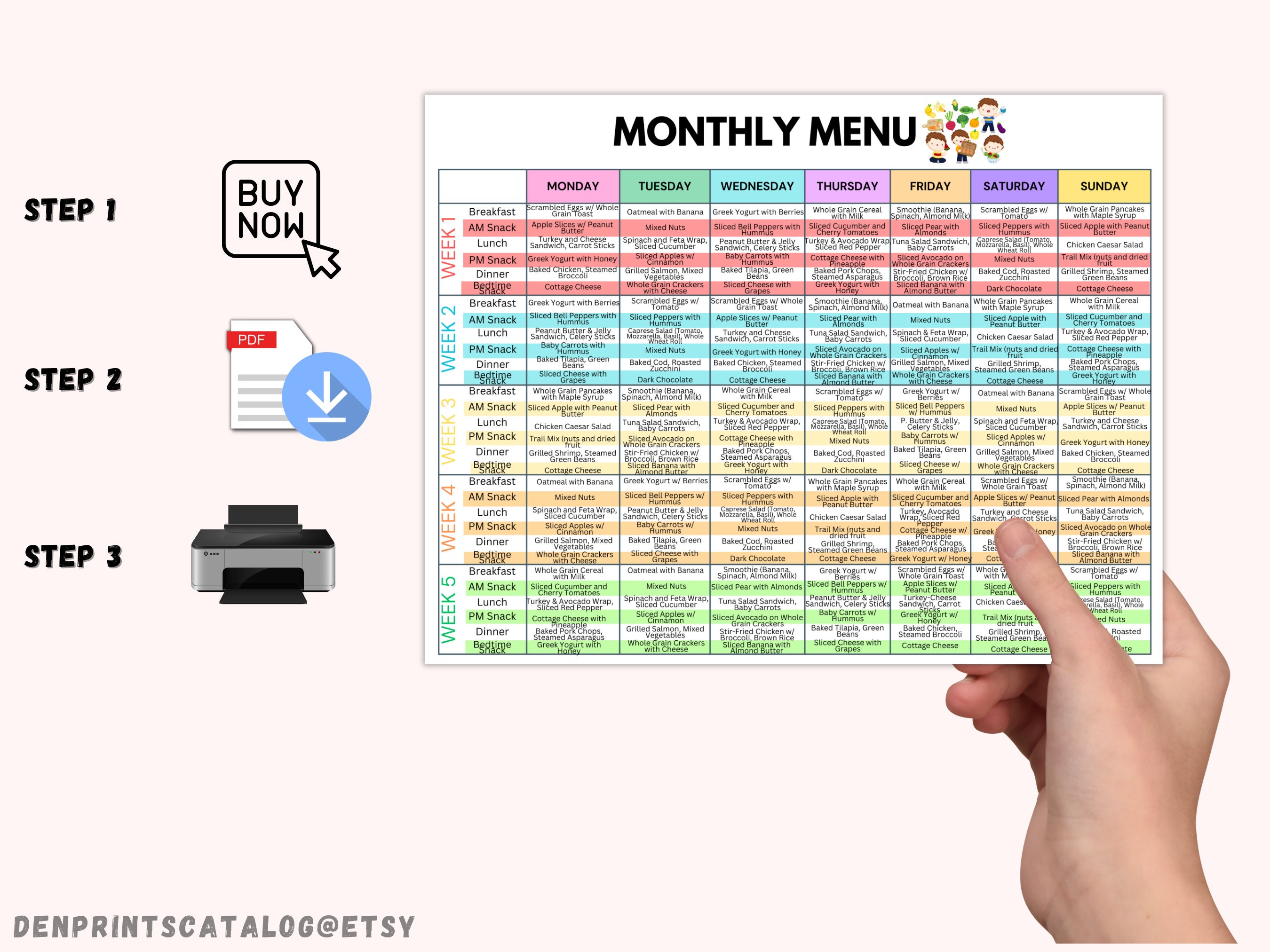 Home Daycare Weekly Menu Editable, Kids Weekly Meal Planner, Preschool ...