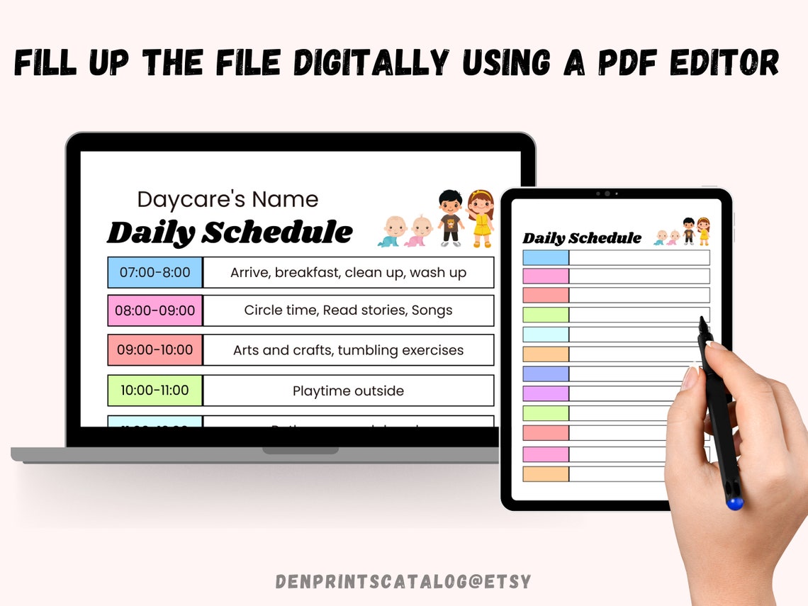 Daily Daycare Schedule, Perfect for Daycare, Home Daycare or Childcare ...