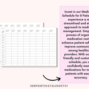 Medication Schedule - 8 Patients, Nursing Notes, Nurse to Do, Nursing ...