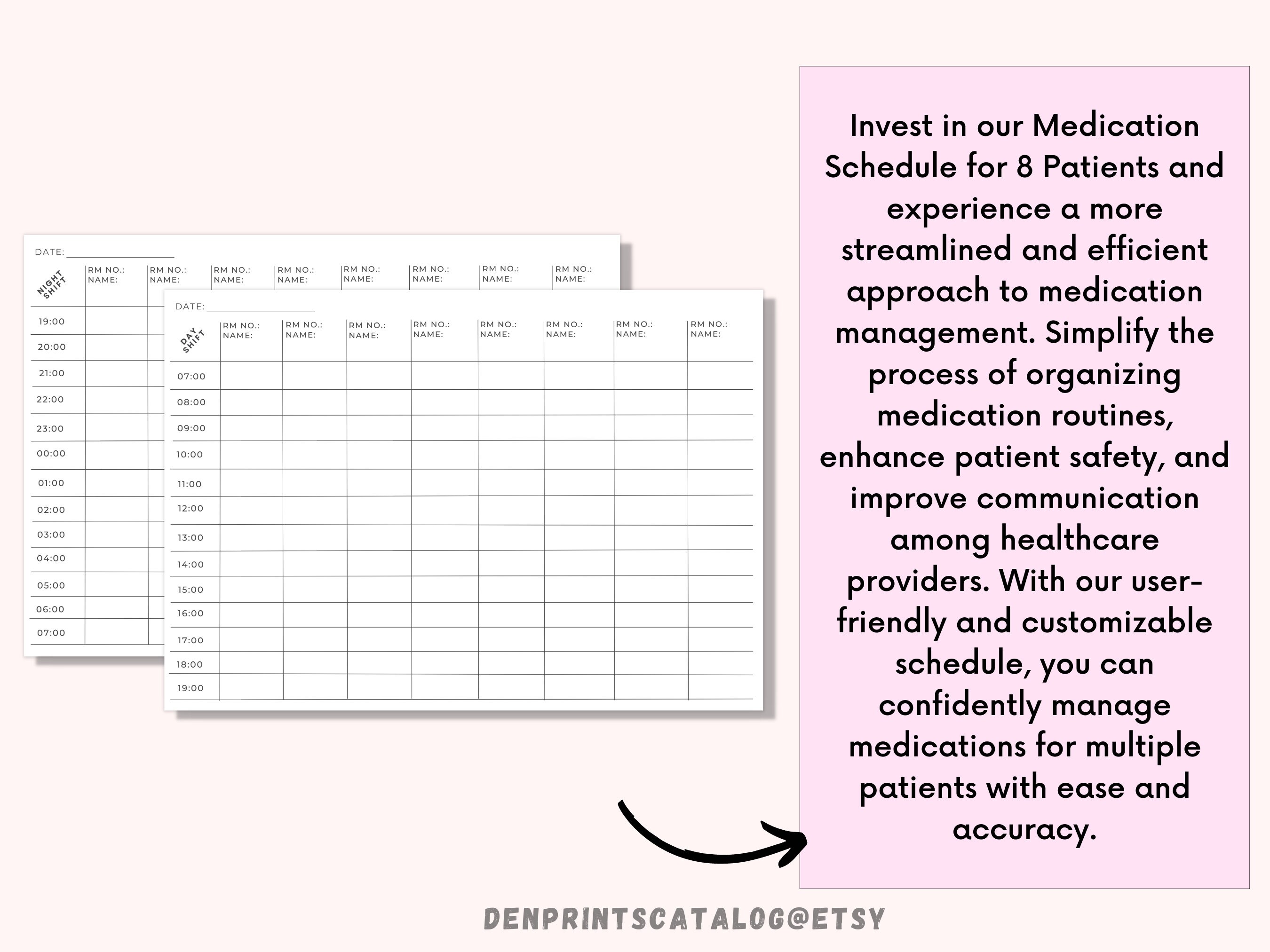 Medication Schedule - 8 Patients, Nursing Notes, Nurse to Do, Nursing ...
