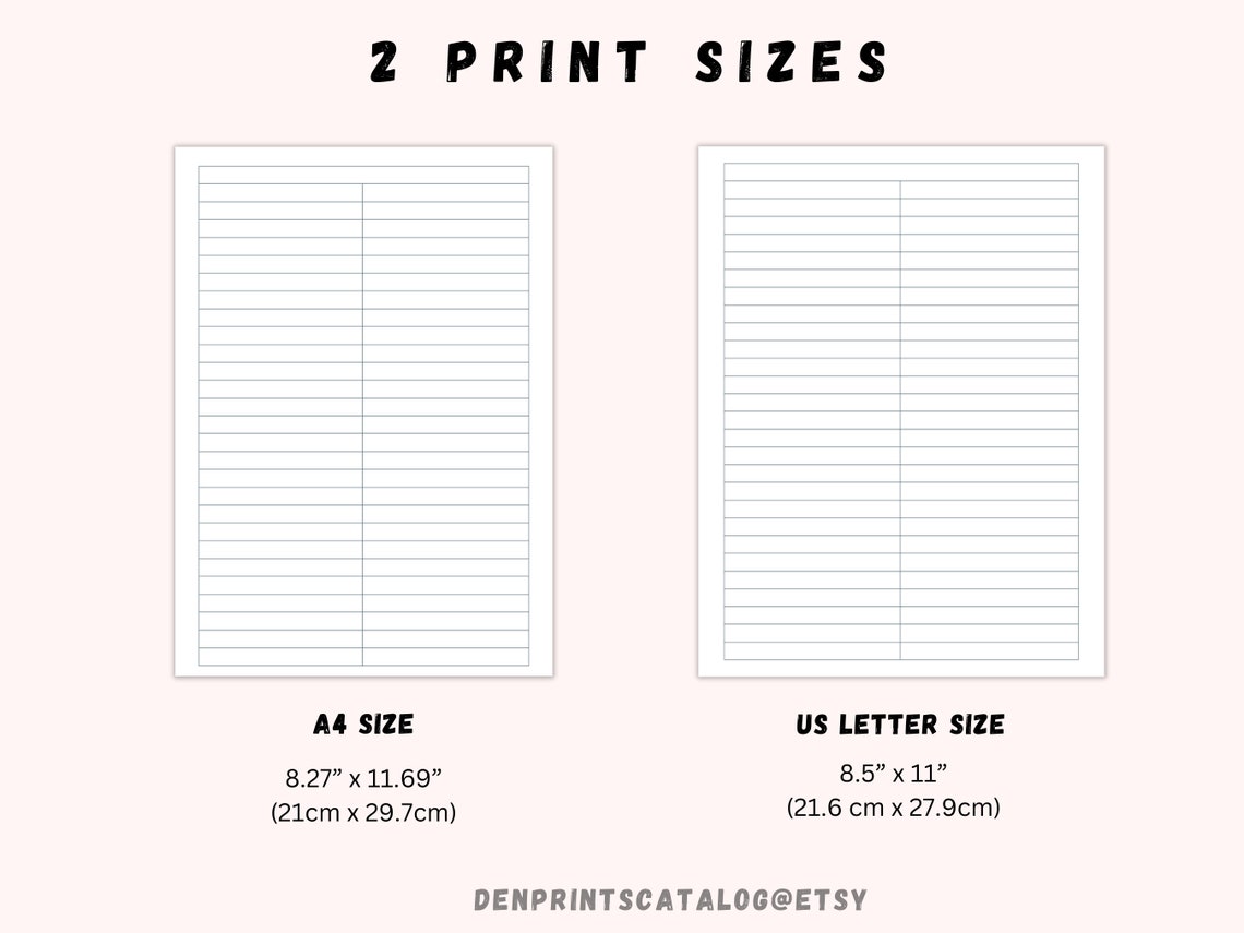 Printable Blank 2 Columns List Text Input and Print and Write Digital ...