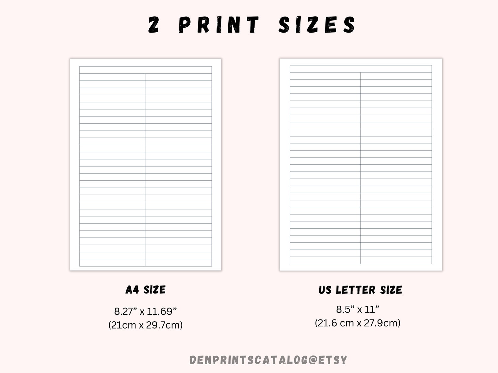 Printable Blank 2 Columns List Text Input and Print and Write Digital, Editable Template ...