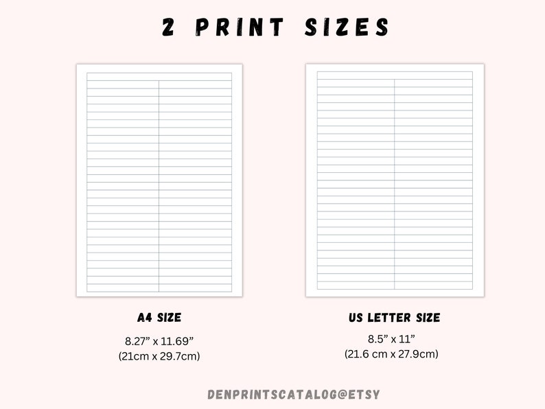 Printable Blank 2 Columns List Text Input and Print and Write Digital ...