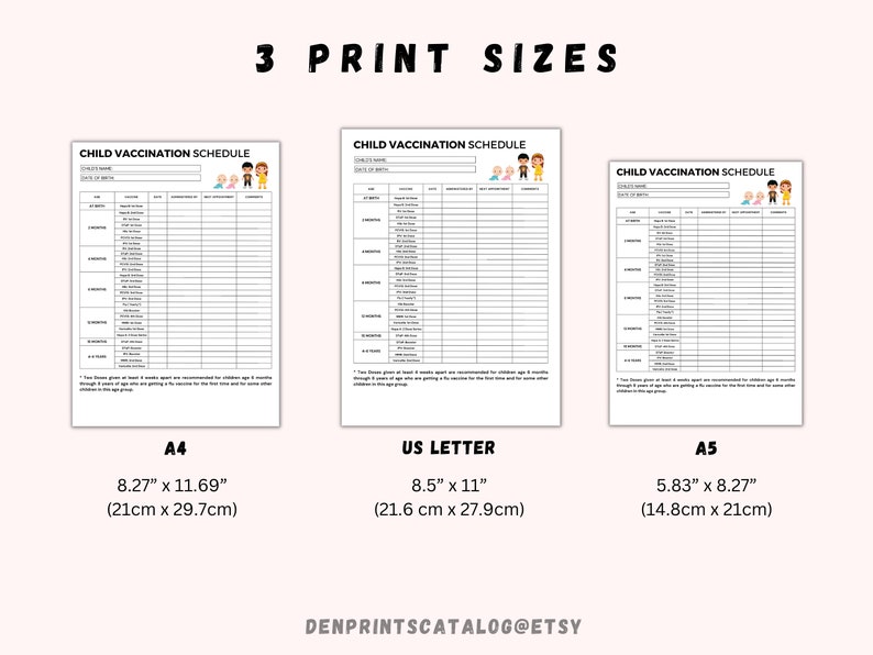 Child Vaccination Schedule Printable, Immunization Record, Vaccine ...