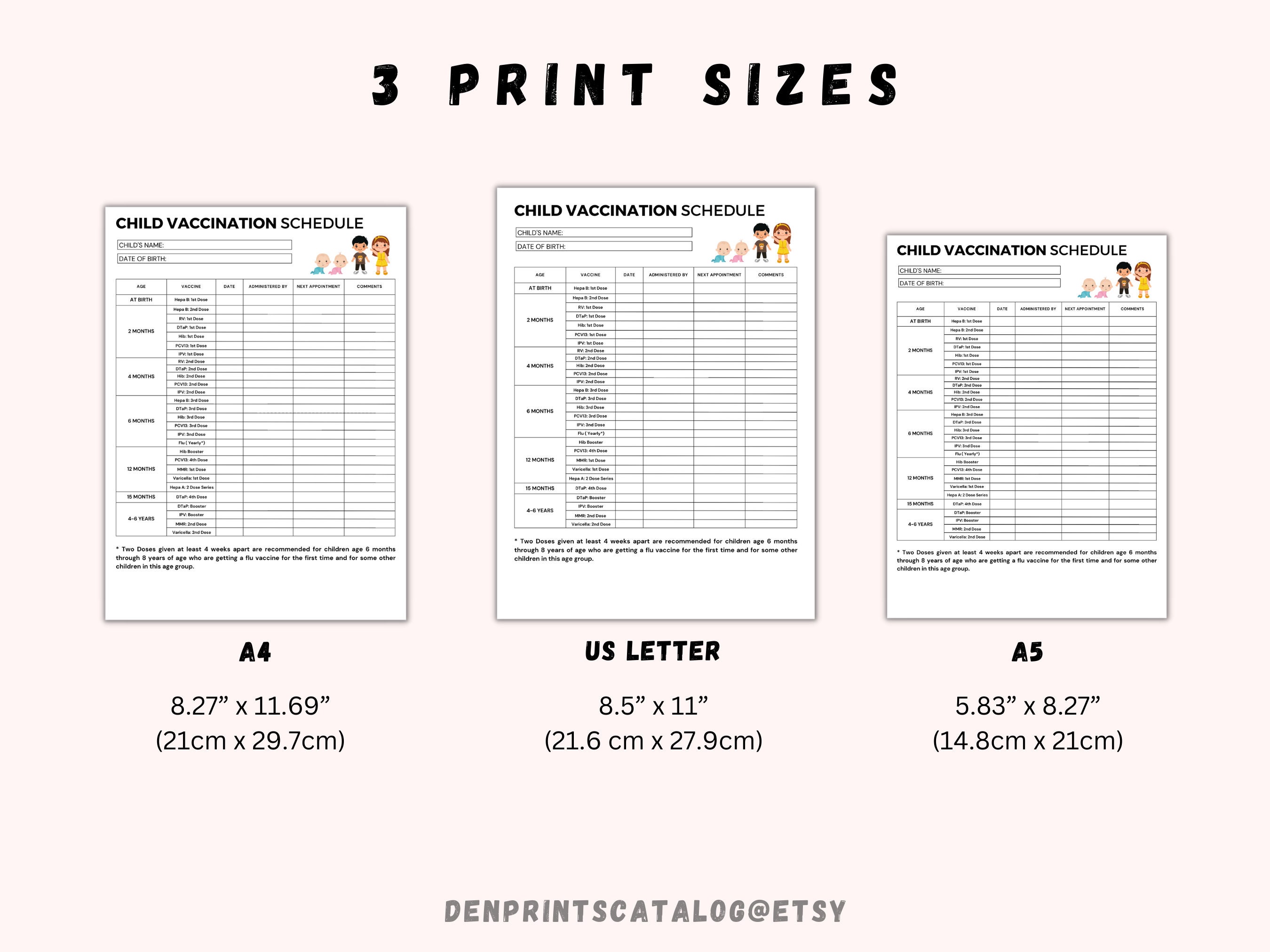 Child Vaccination Schedule Printable, Immunization Record, Vaccine ...