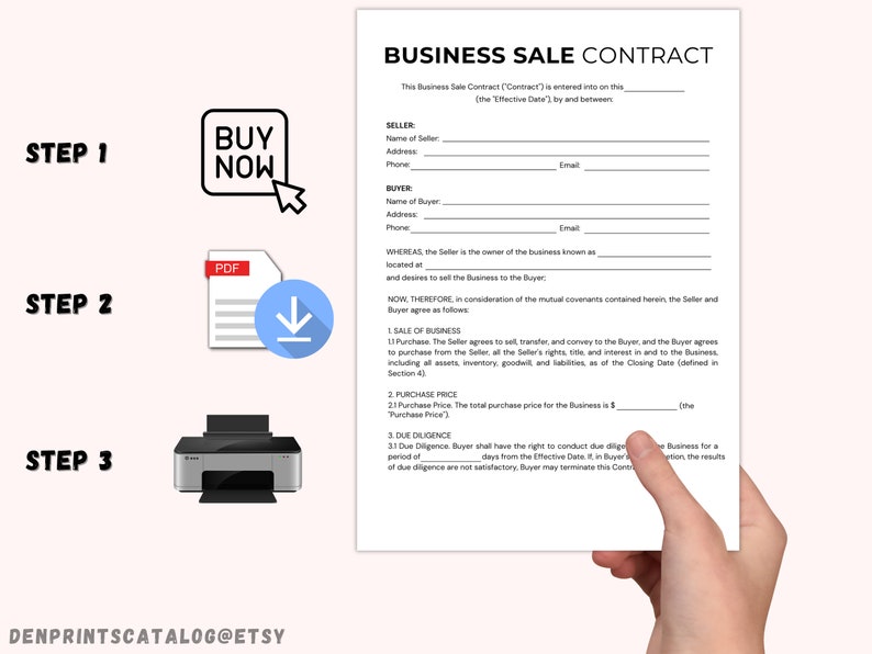 Fillable PDF Business Sales Contract, Purchase Agreement Printable ...