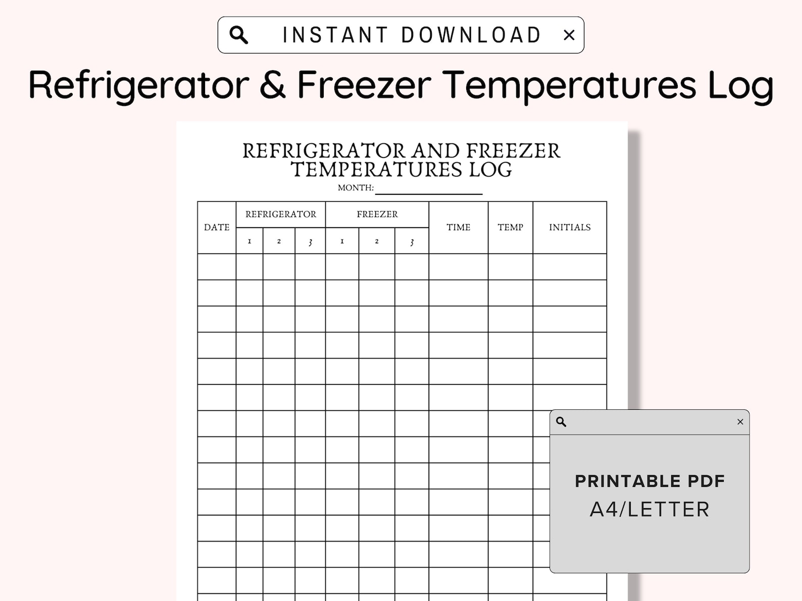 Printable Refrigerator and Freezer Temperatures Log, Print and Write ...