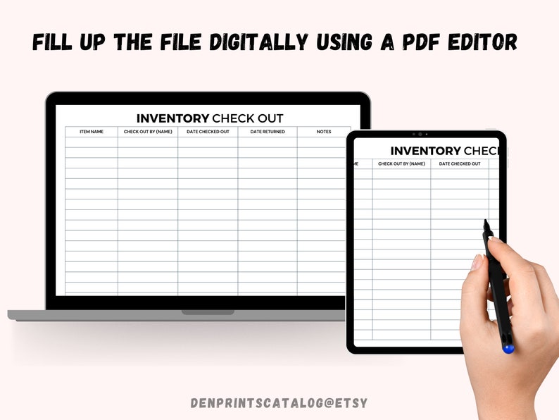 Inventory Sign Out Sheet Checkout Form, Print and Write PDF, Worksheets Designed to Track Assets ...