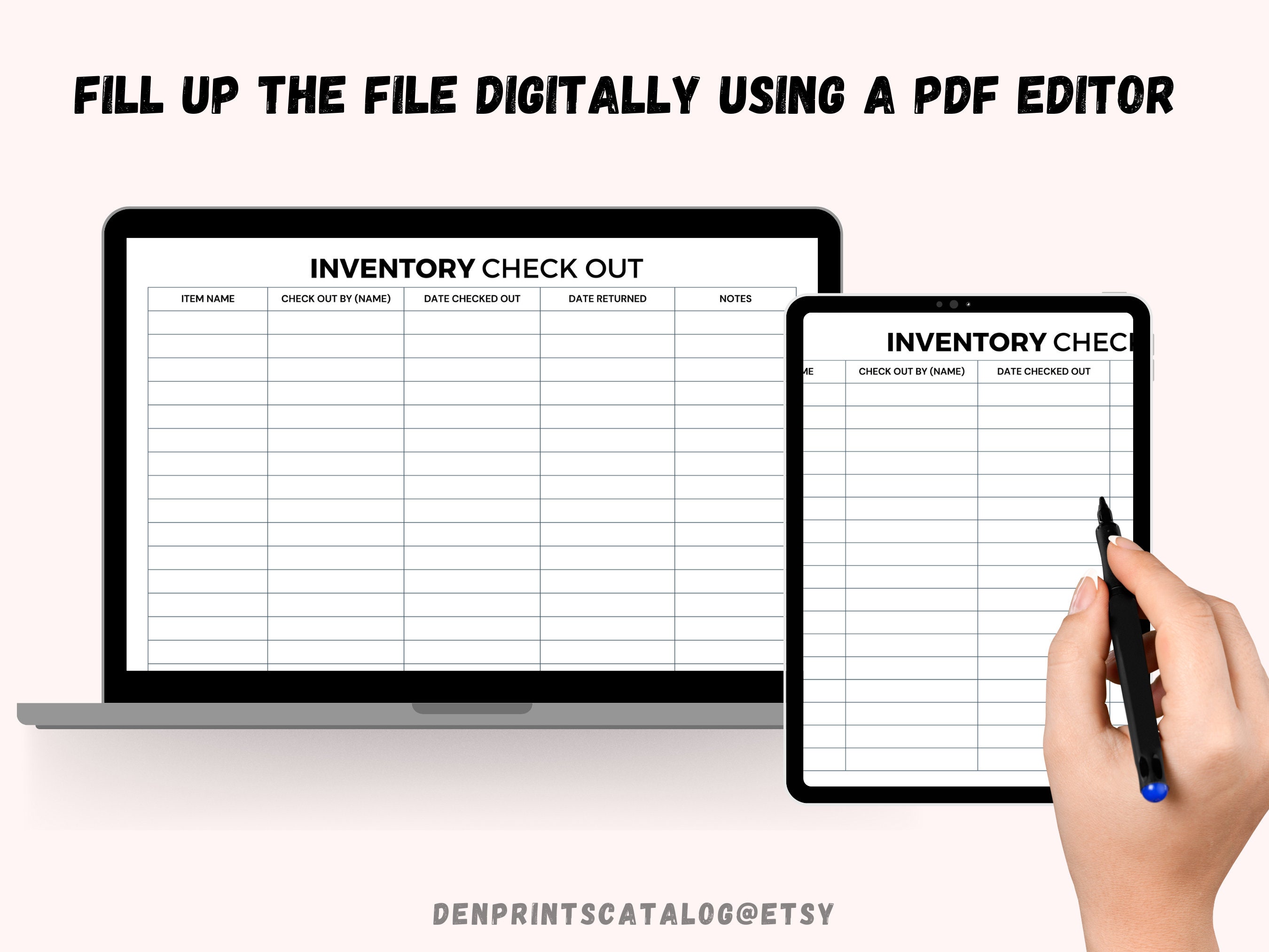 Inventory Sign Out Sheet Checkout Form, Print and Write PDF, Worksheets ...