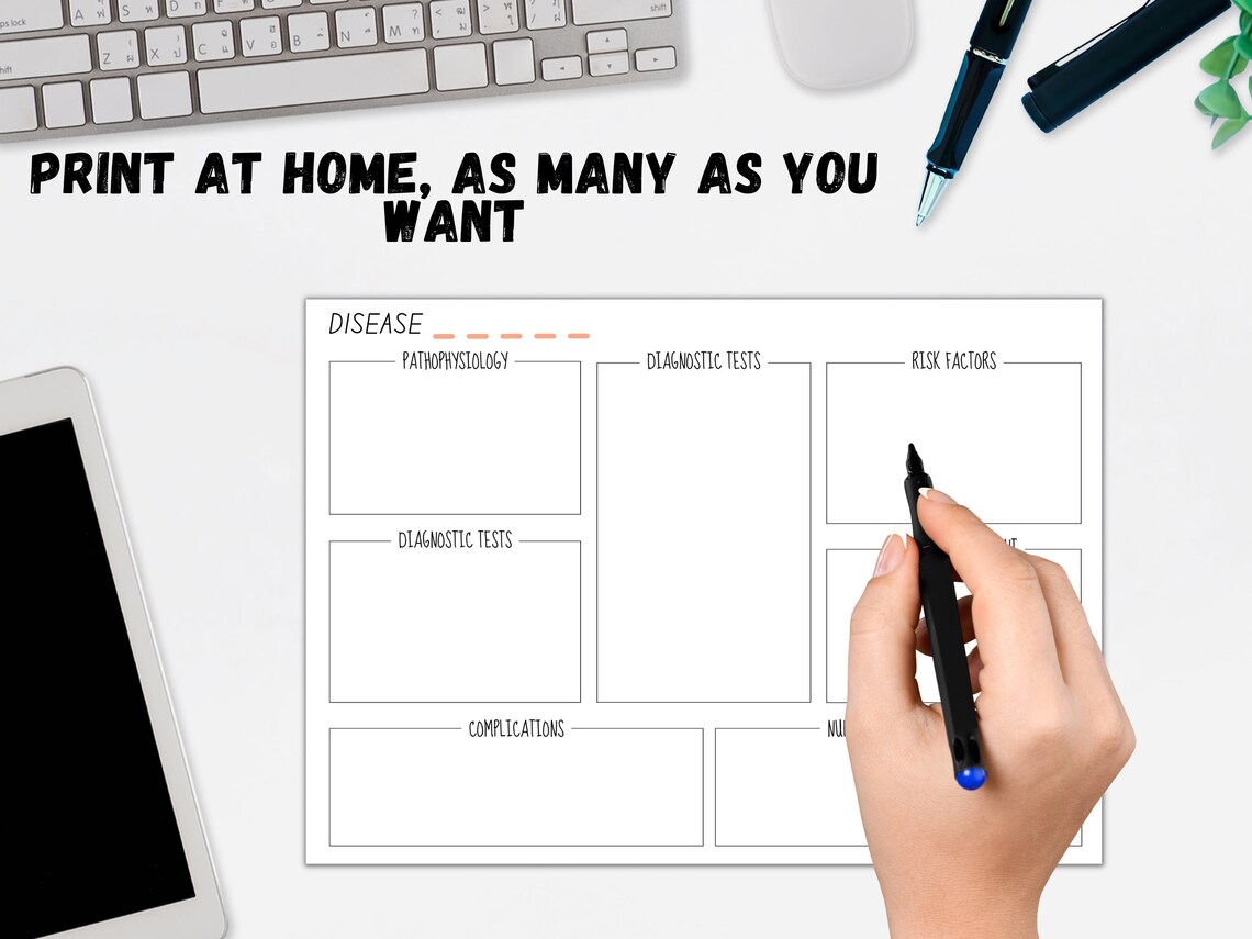 Med Surg Study Template Printable, Pathophysiology Template, Medical ...
