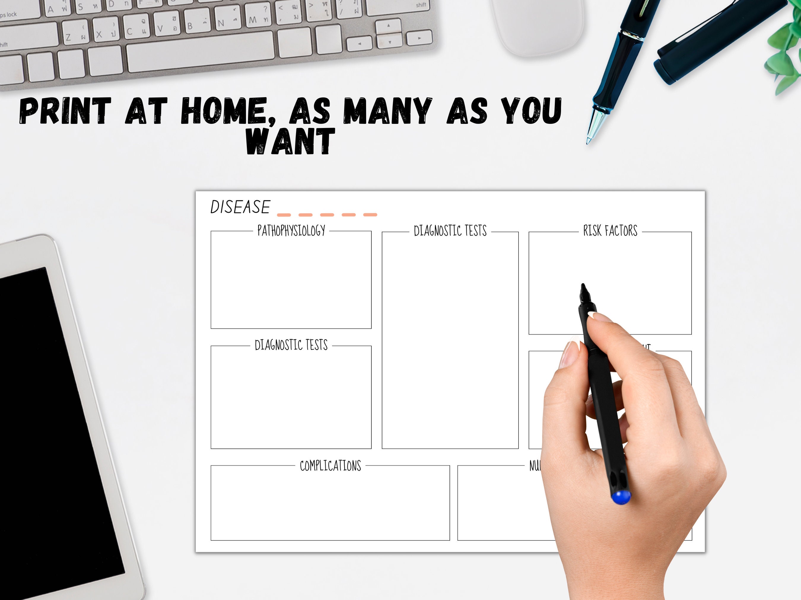 Med Surg Study Template Printable, Pathophysiology Template, Medical ...