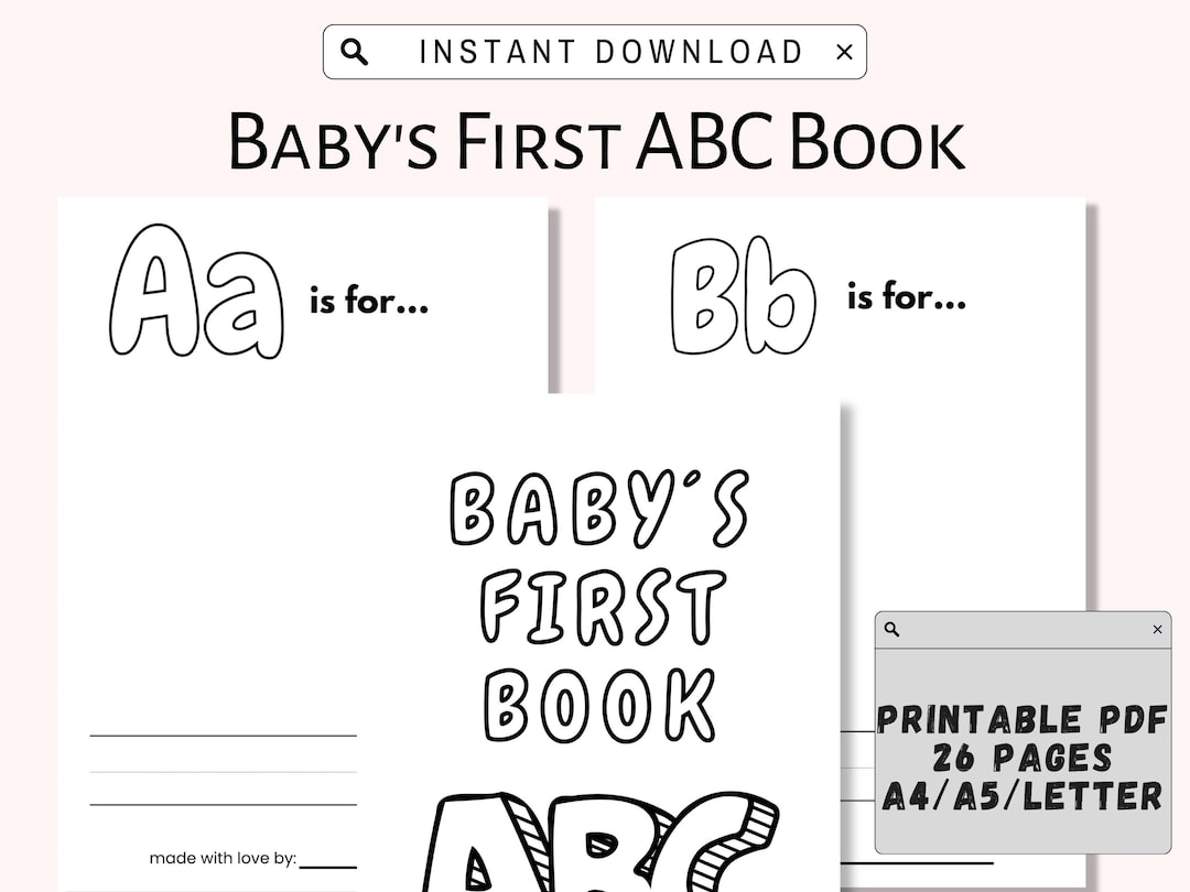 Blank Alphabet Book, ABC Baby Shower Coloring Book, Baby's First ABC ...