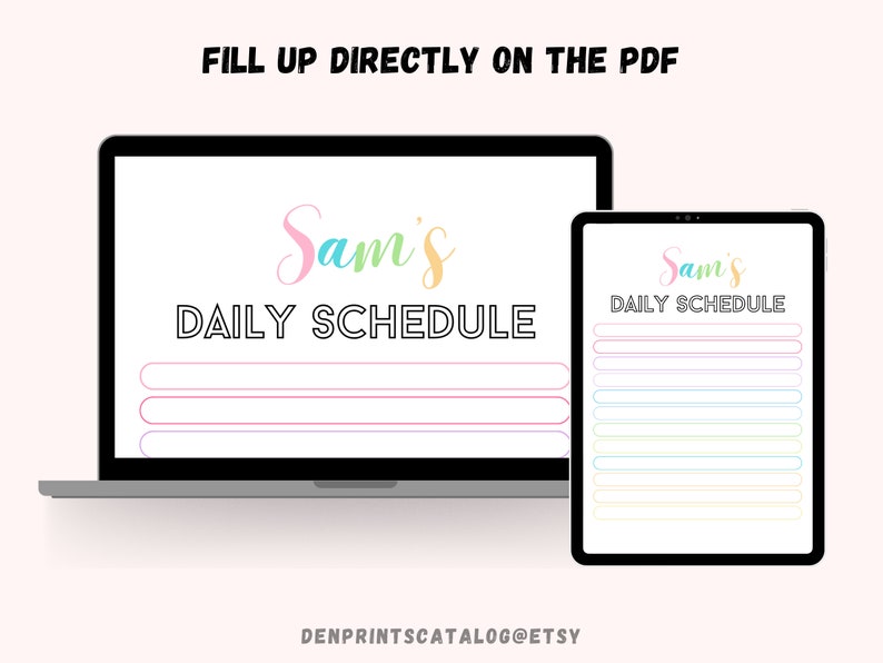 Kids Daily Schedule FILLABLE, Printable Homeschool Daily Routine ...