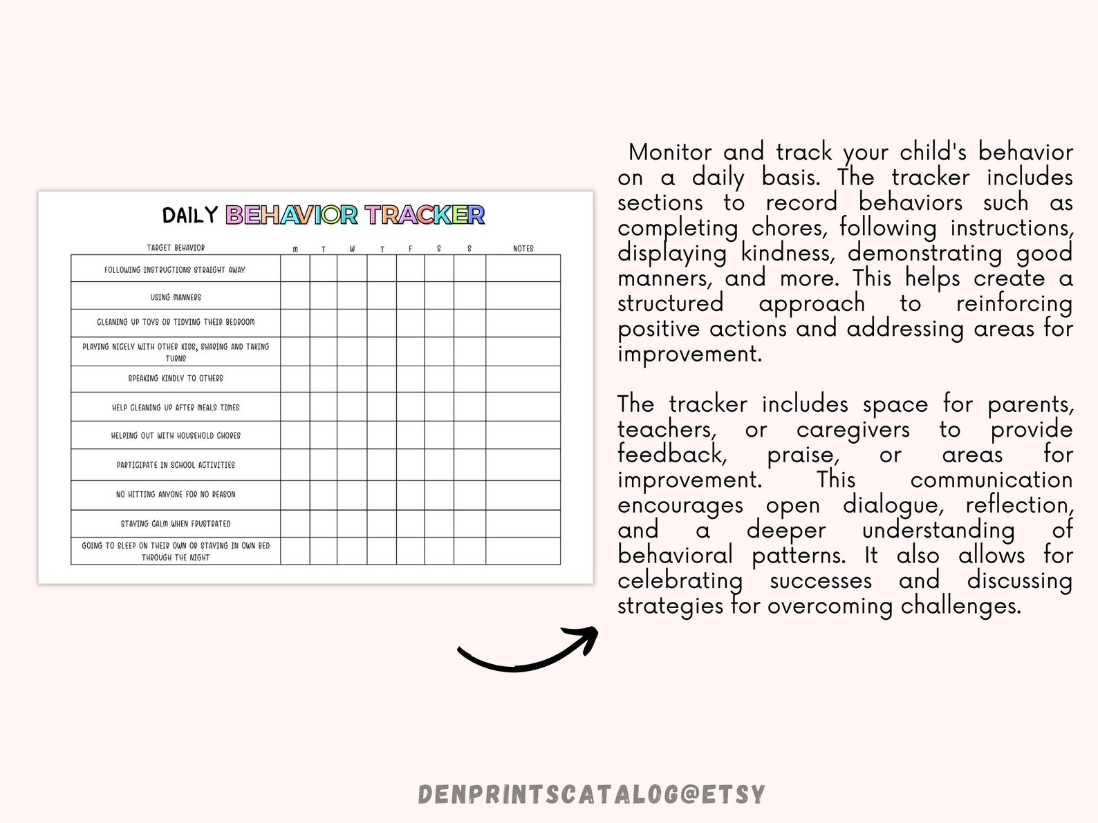 Behavior Reward Chart for Kids Printable, Editable, Good Behavior ...