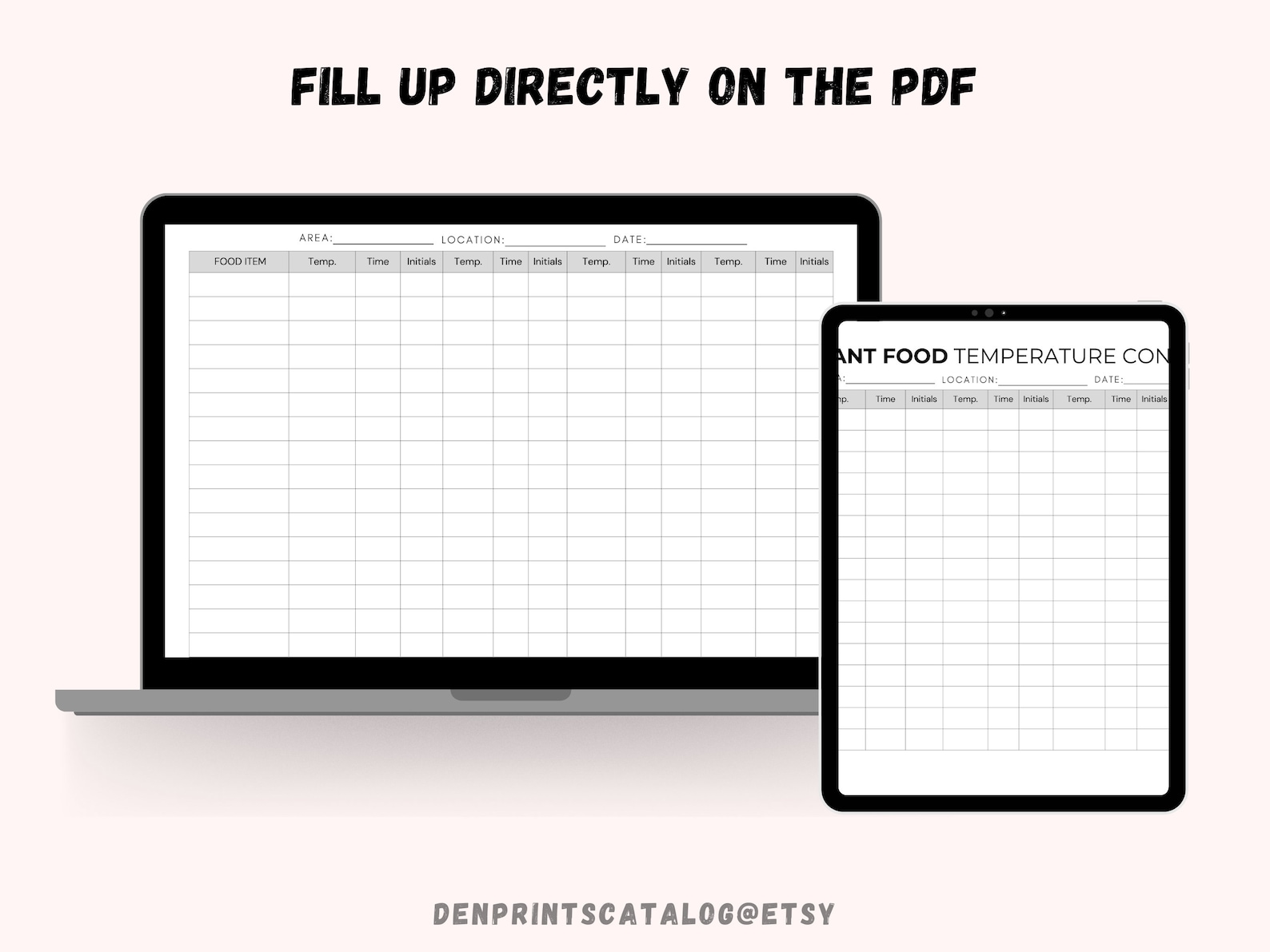Printable Restaurant Food Temperature Control Sheet Fillable PDF ...
