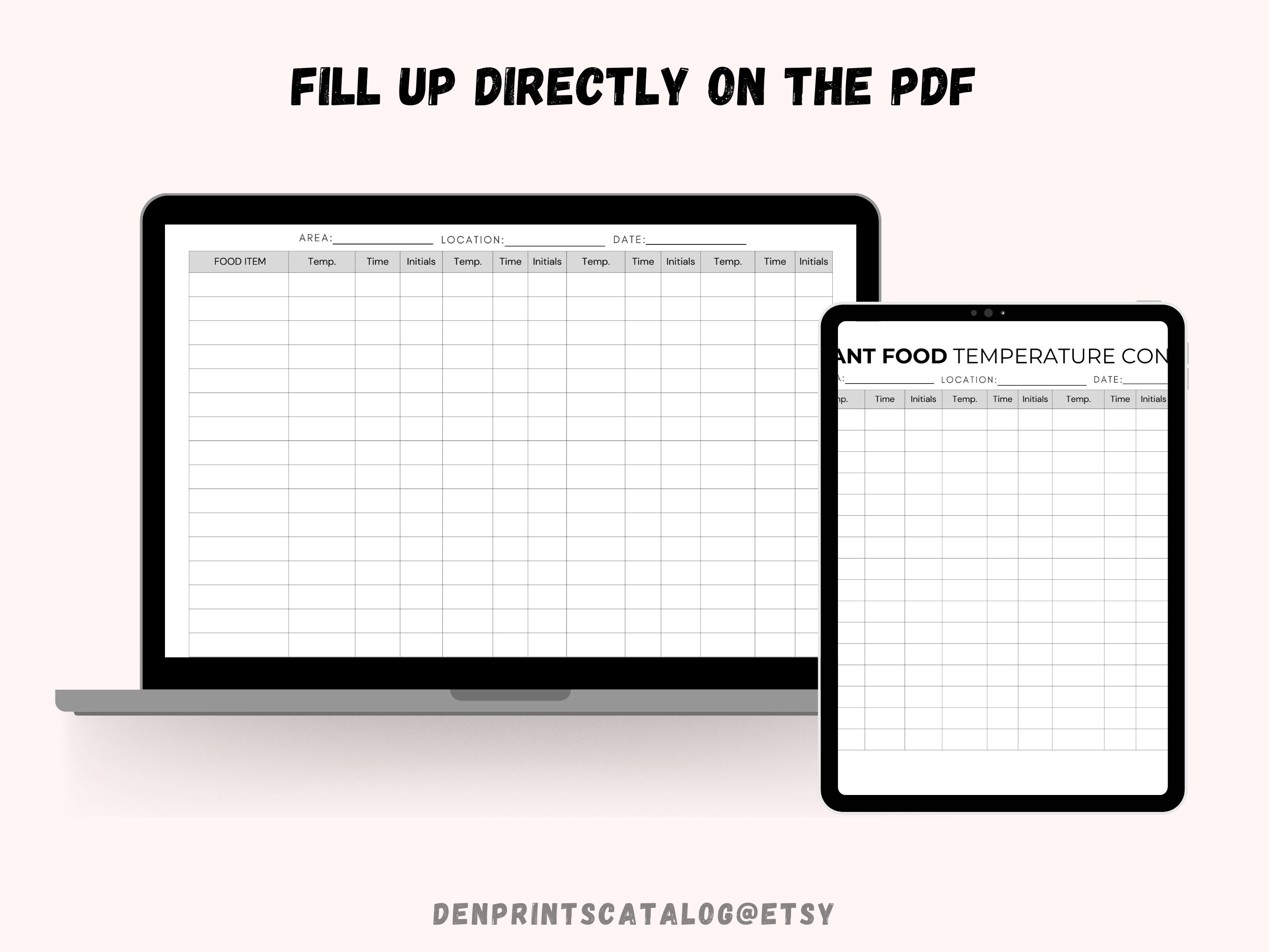Printable Restaurant Food Temperature Control Sheet Fillable PDF ...