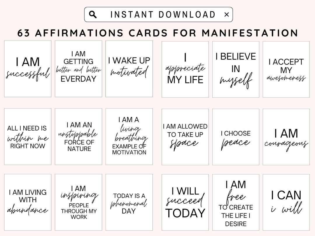 63 Positive Affirmation Card Deck Vision Board Printables - Etsy