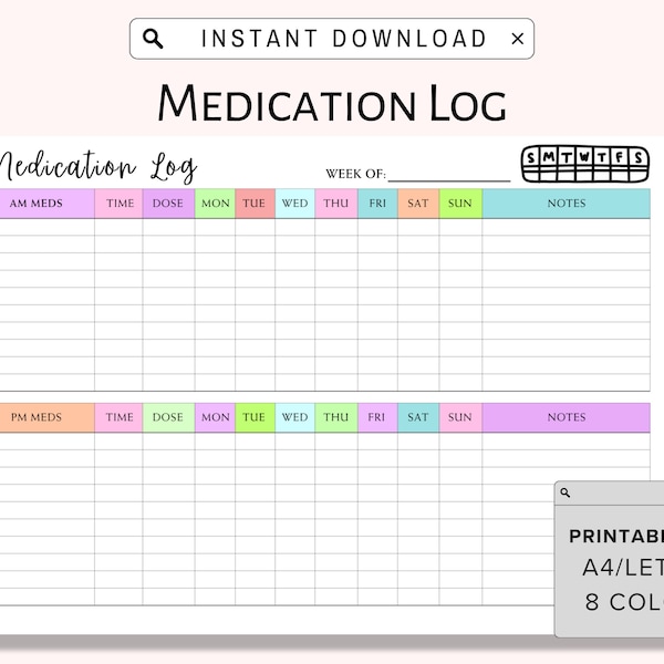 Medication Tracker Printable - Etsy