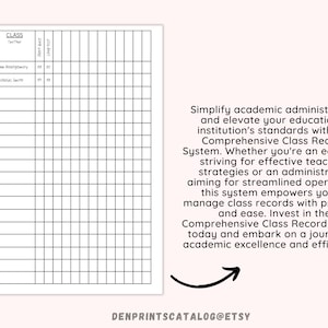 Printable Class Record, Gradebook Template, Teacher Grade Book ...