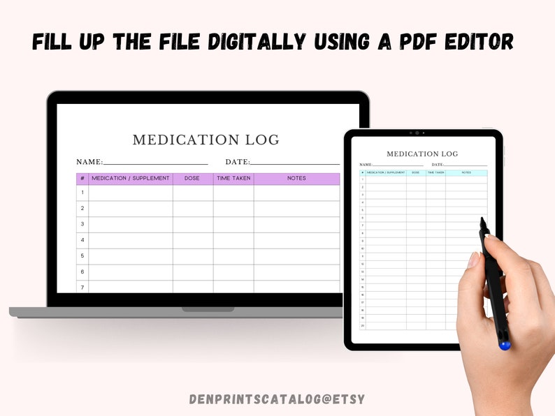 Printable Medication Log, Ready to Print Medication Log Chart, Post ...