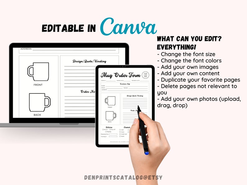 Mug Order Form, Editable Canva Template, Coffee Cup Printable Order ...