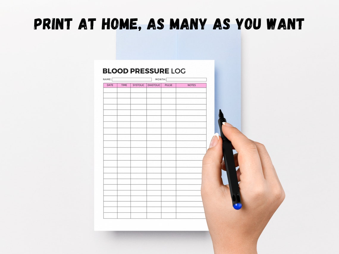 Blood Pressure Log Book Printable, High Blood Pressure Tracker ...