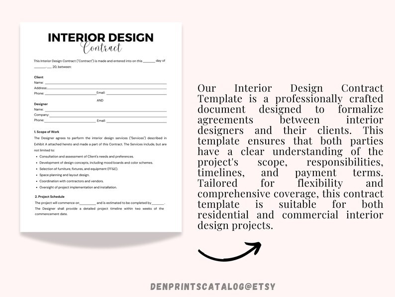 Fillable PDF Interior Designer Client Contract, Editable in Canva ...