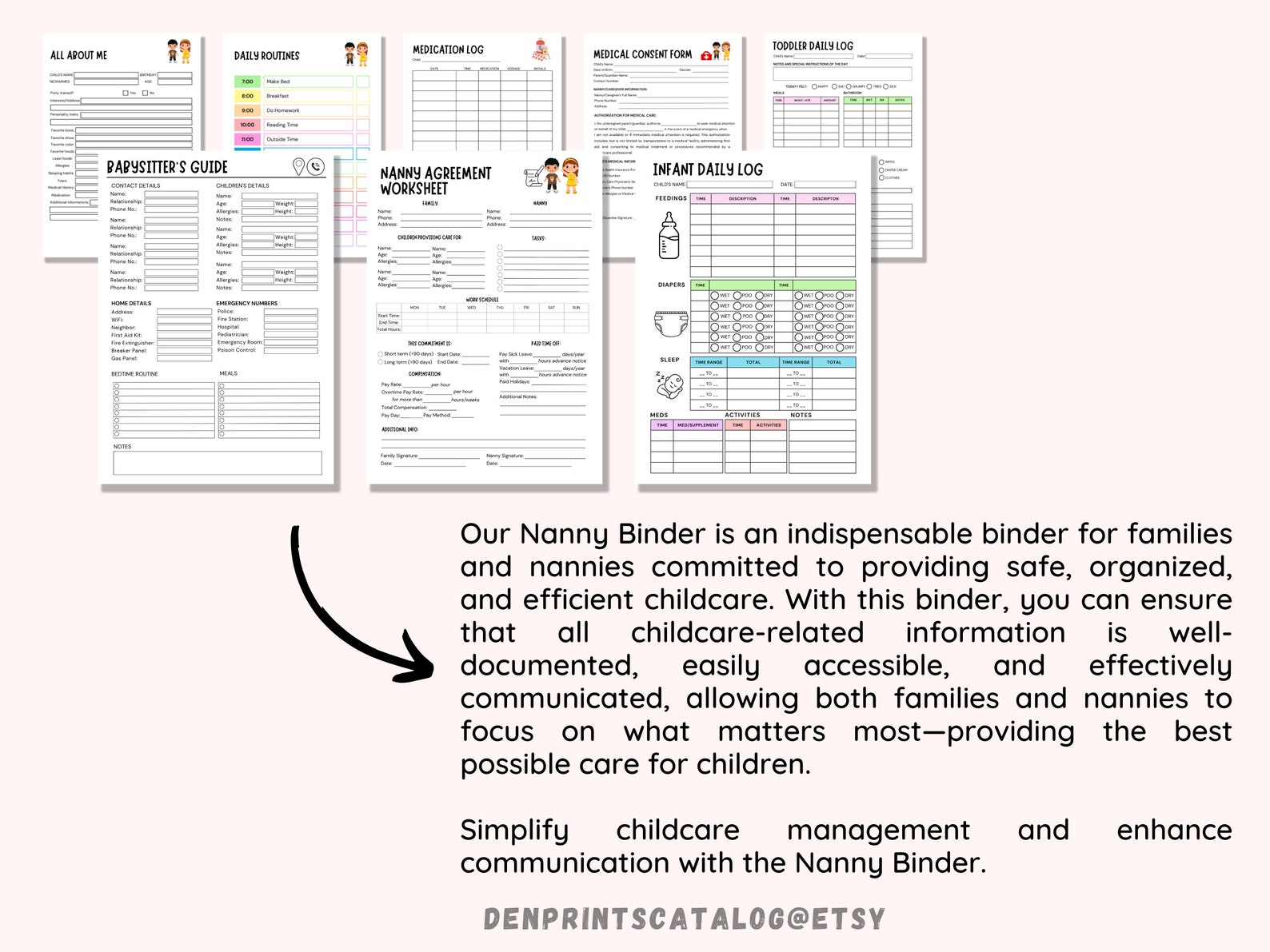 Nanny Binder Printable, Nanny Agreement, Nanny Planner, Nanny Notes ...