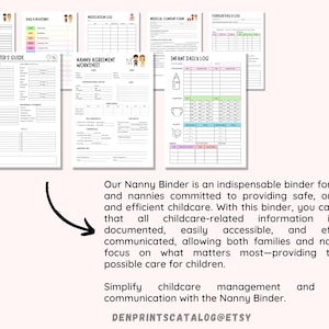 Nanny Binder Printable, Nanny Agreement, Nanny Planner, Nanny Notes ...