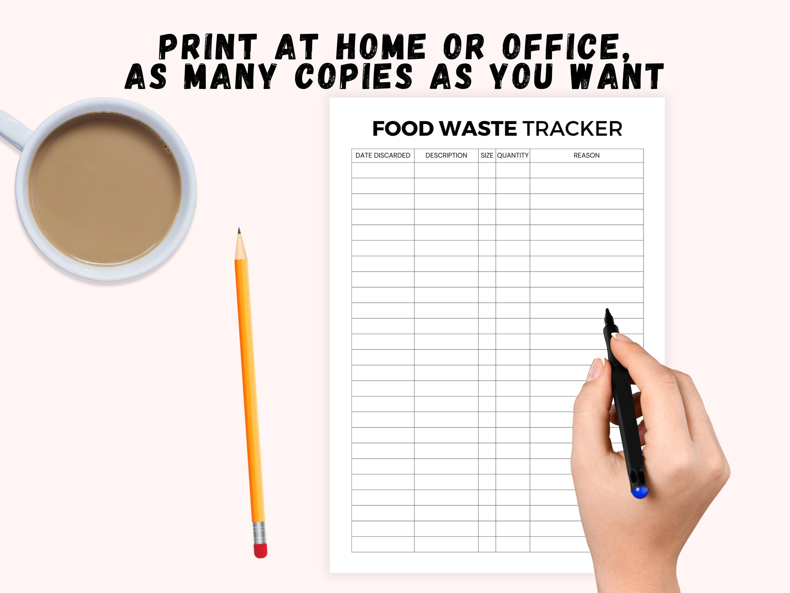 Printable Food Waste Tracker Fillable Print and Write PDF Digital ...