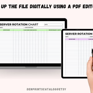 Printable Server Rotation Chart, Server Chart Board, Seating Chart ...