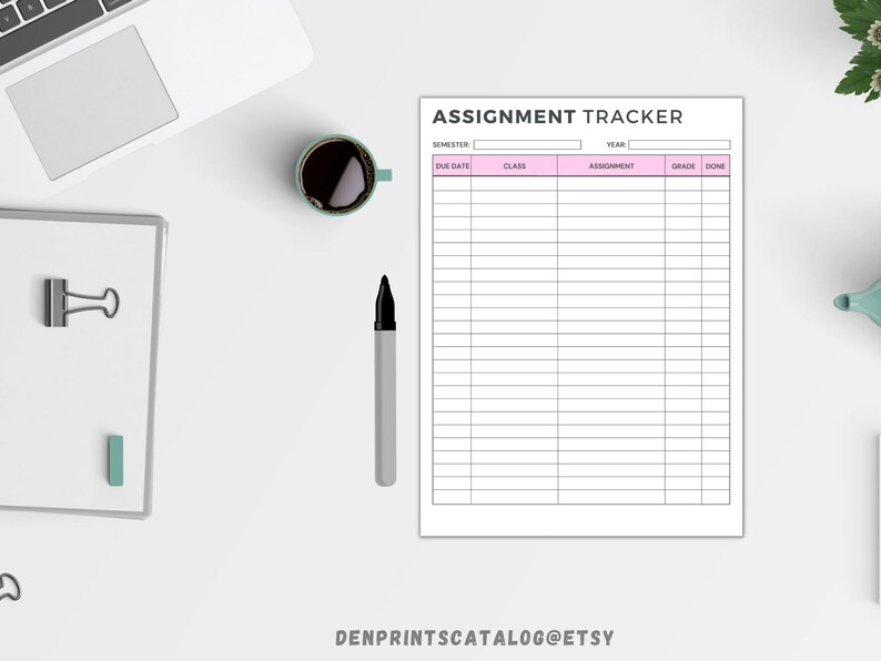 Assignment Tracker Printable Printable Assignment Planner for - Etsy