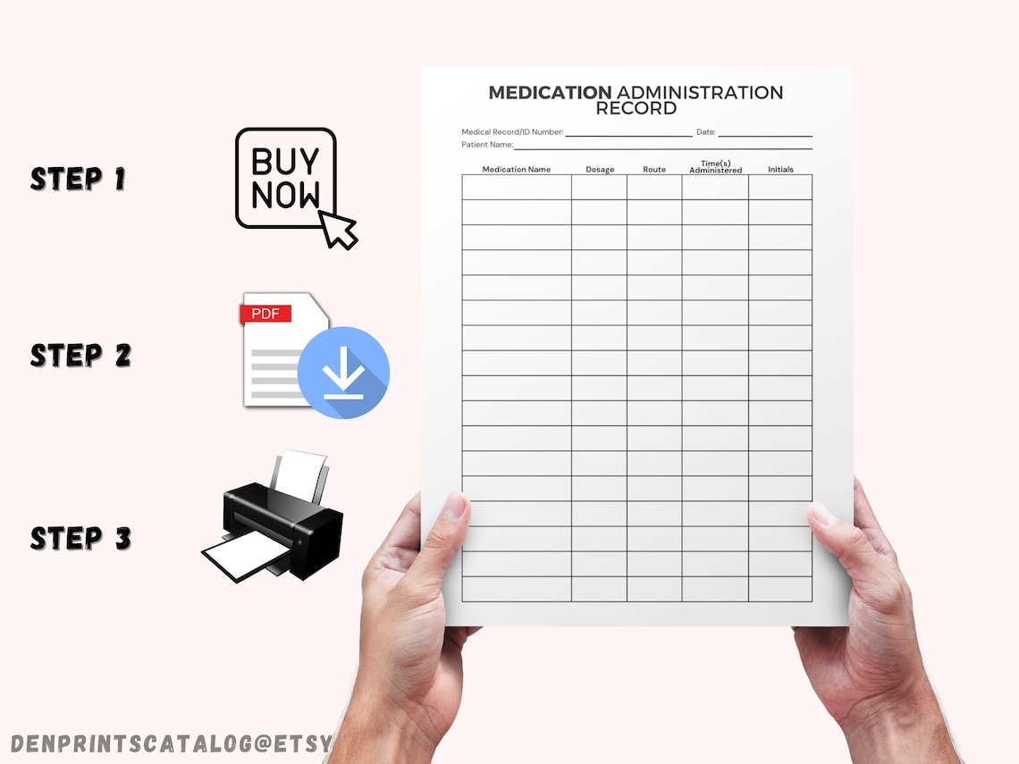 Printable Medication Administration Record, Ready to Print Medication ...