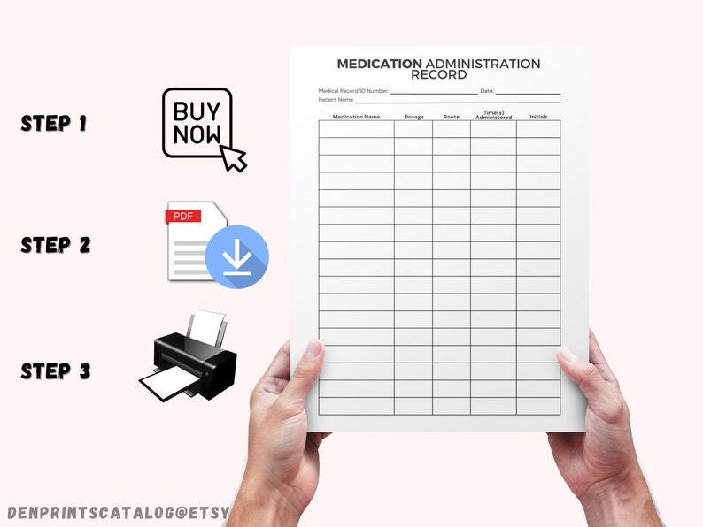 Printable Medication Administration Record, Ready to Print Medication Log Chart, Post-surgery ...
