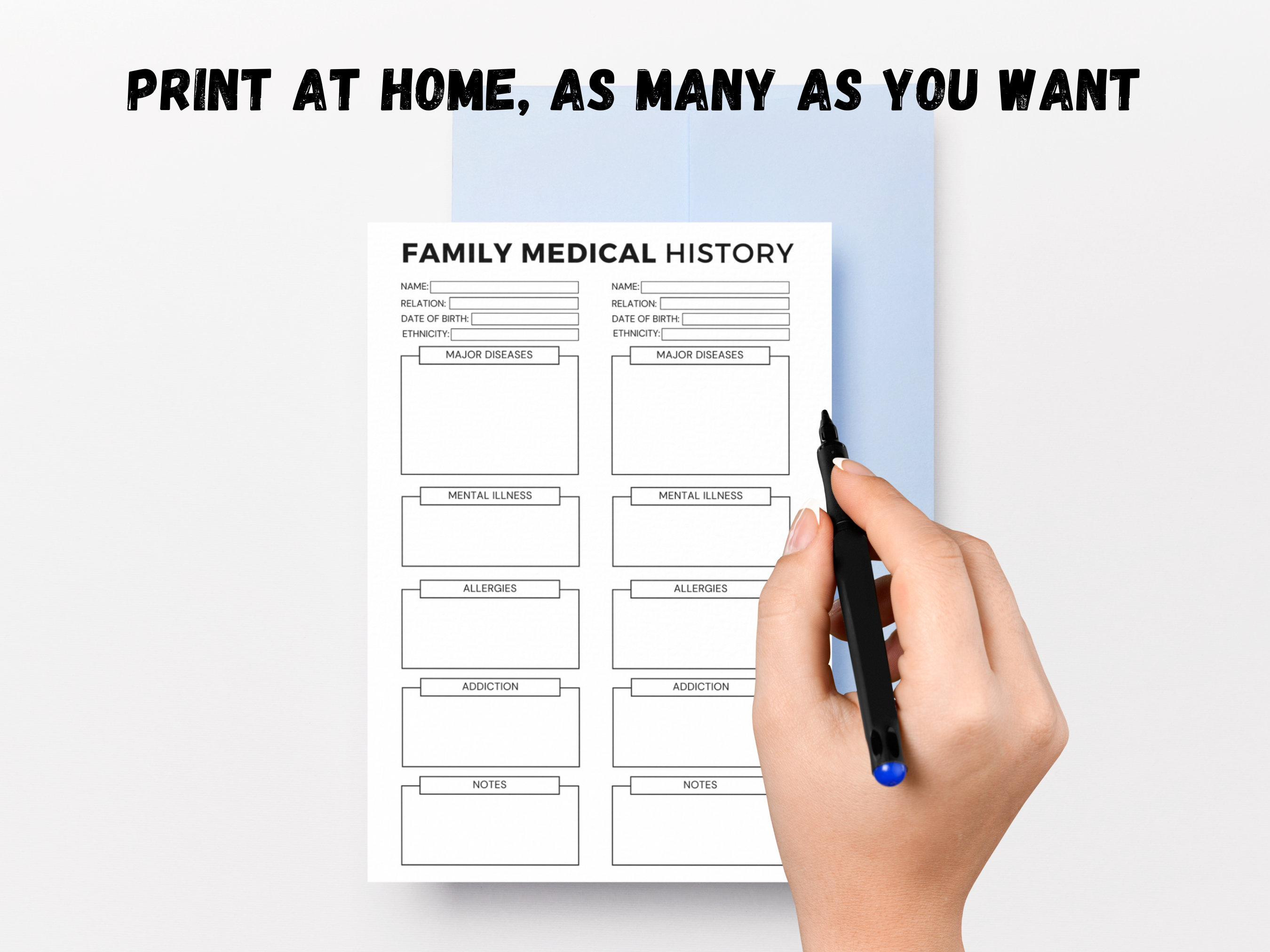 Medical History Form Printable, Family Medical History Form, Family ...