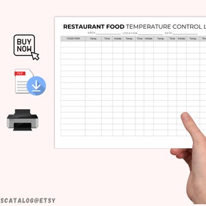 Printable Restaurant Food Temperature Control Sheet Fillable PDF ...
