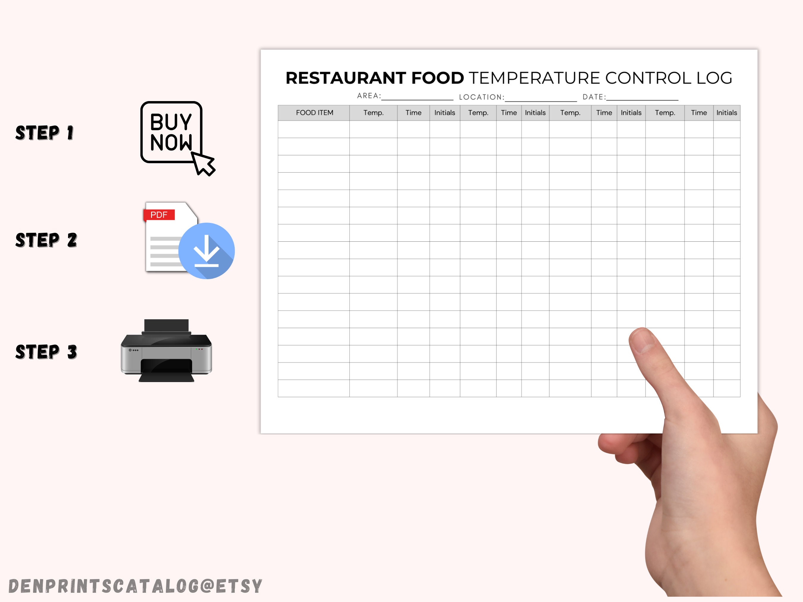 Printable Restaurant Food Temperature Control Sheet Fillable PDF ...