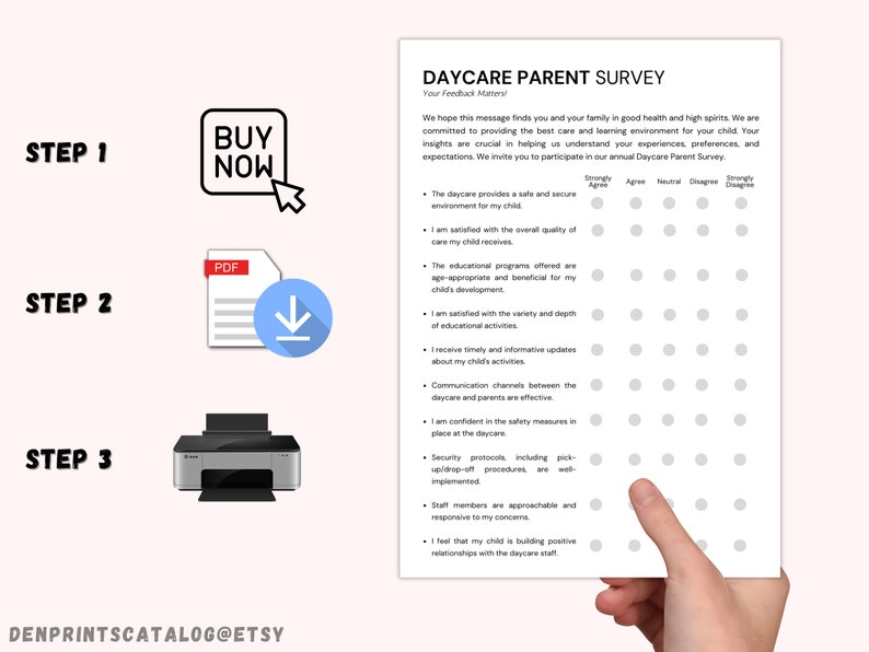 Editable DAYCARE PARENT SURVEY, Childcare Center Printable Parent ...