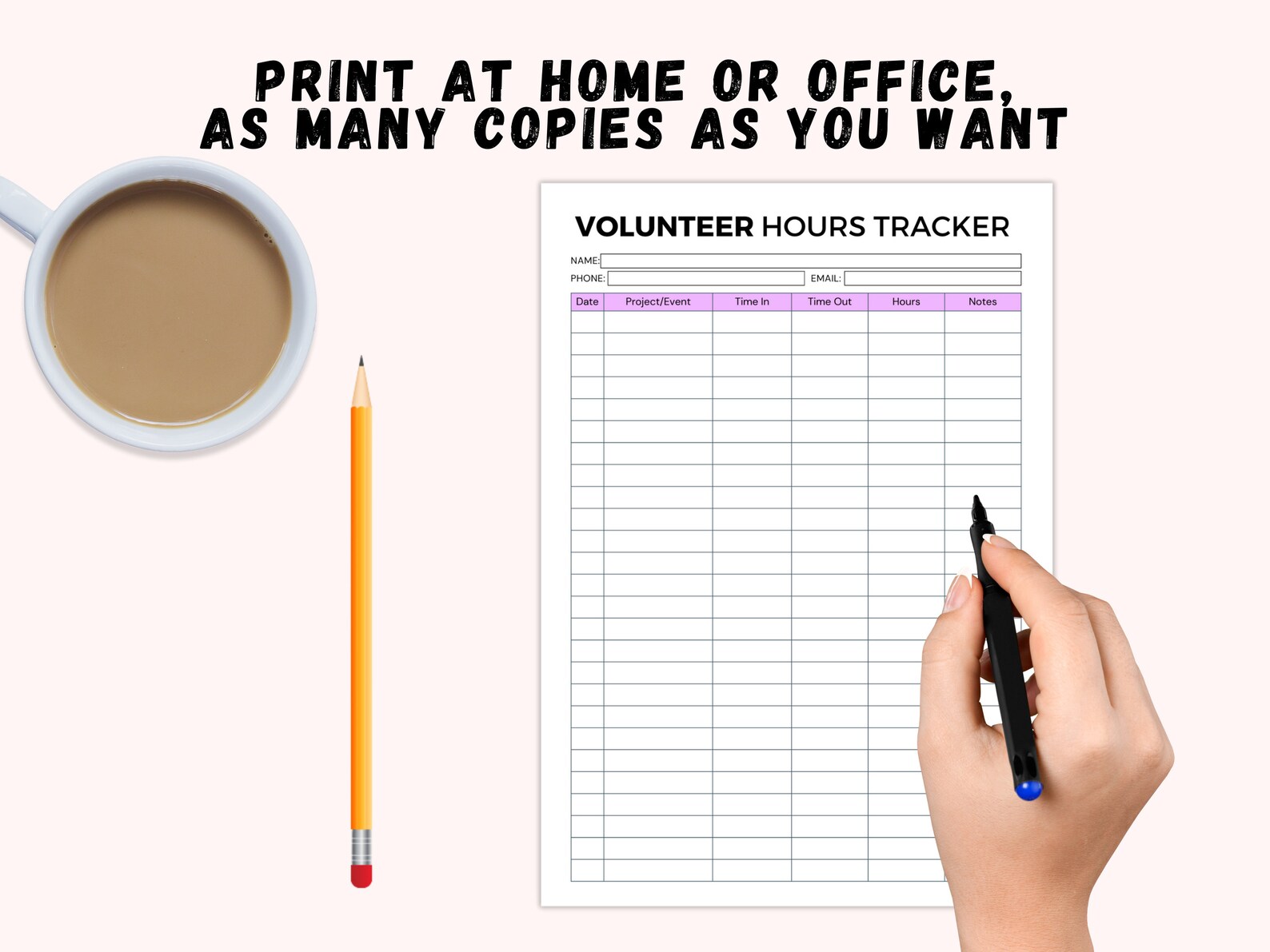 Volunteer Schudule Hours Tracker Log Printable, Volunteer Activity ...