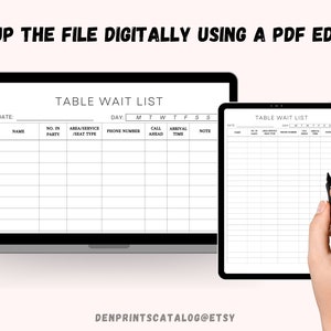 Restaurant Table Wait List Printable, Waiting List Printable ...