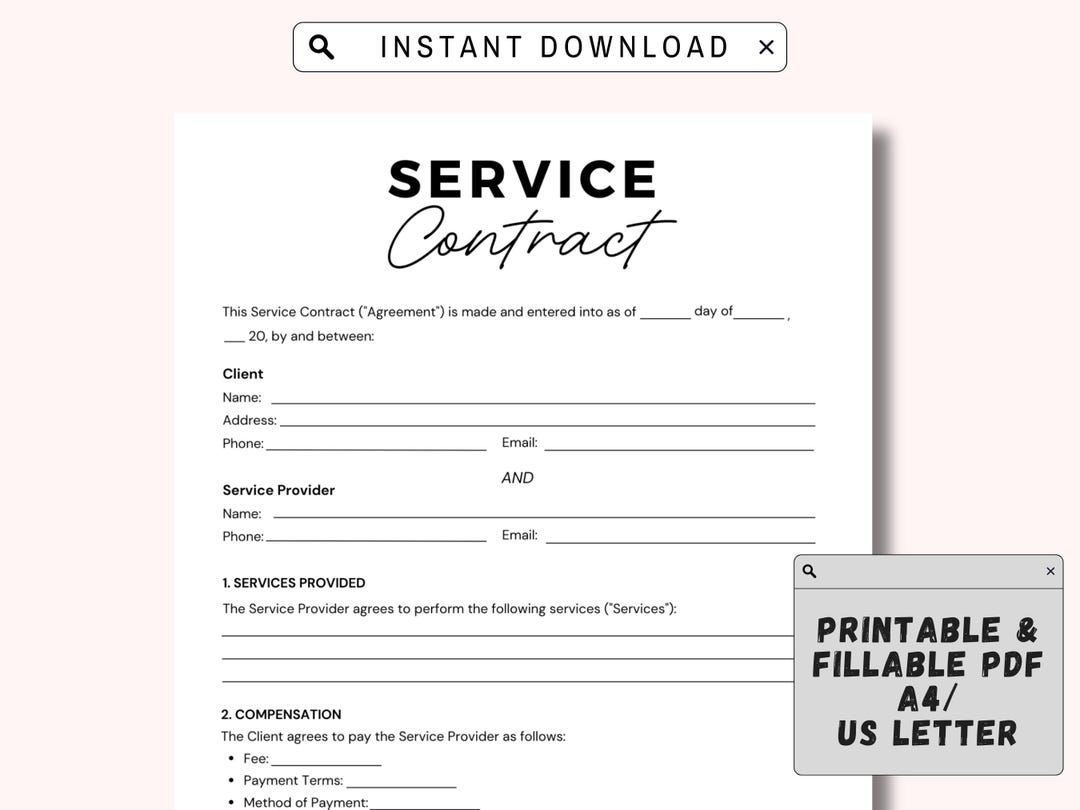Fillable Service Contract Templates Printable Services Contract ...