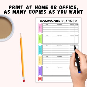 Printable Homework Planner, Homework Chart, Homework Tracker ...