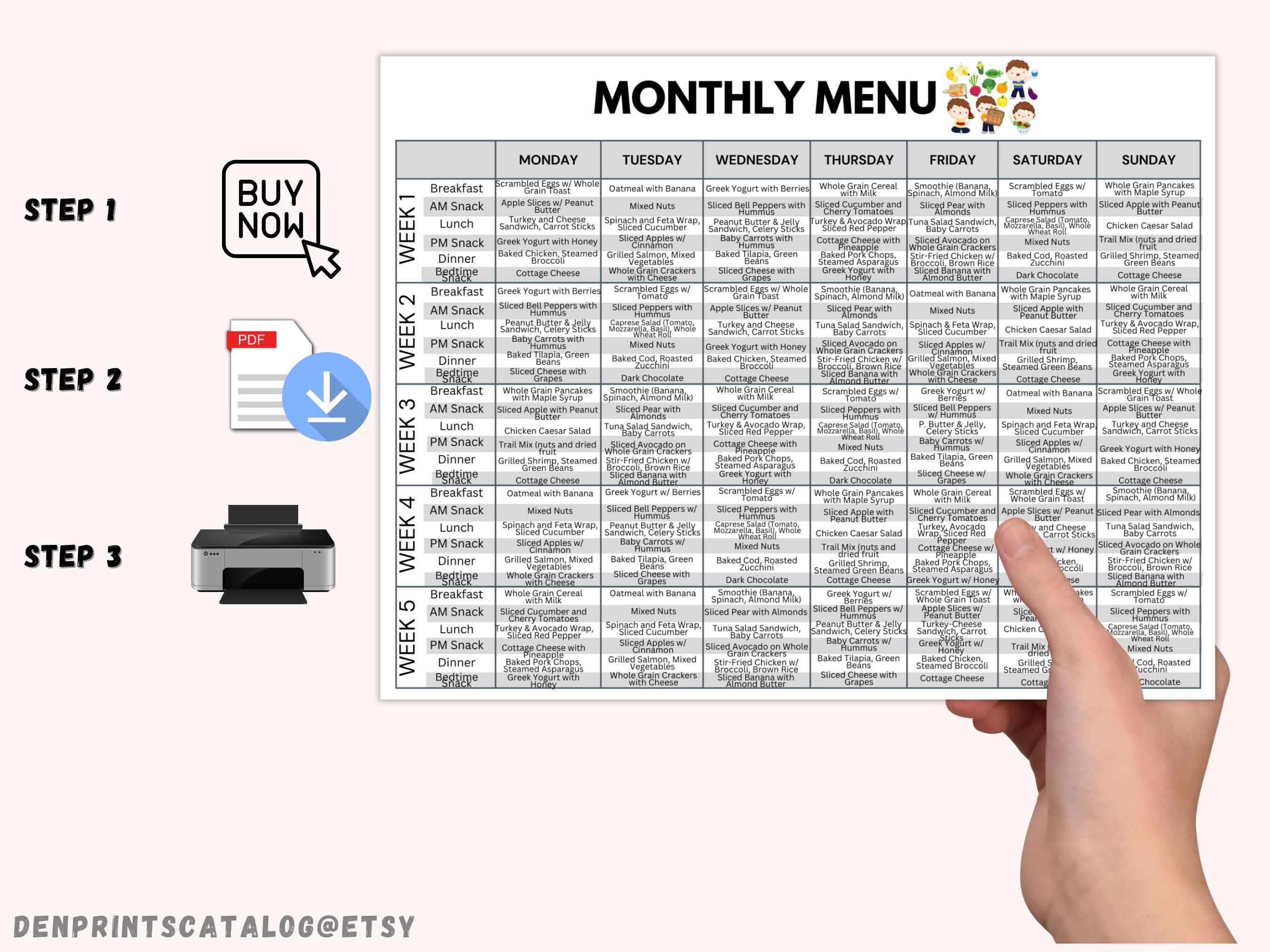Editable Daycare Monthly Menu Template in Home Daycare Daily Schedule ...
