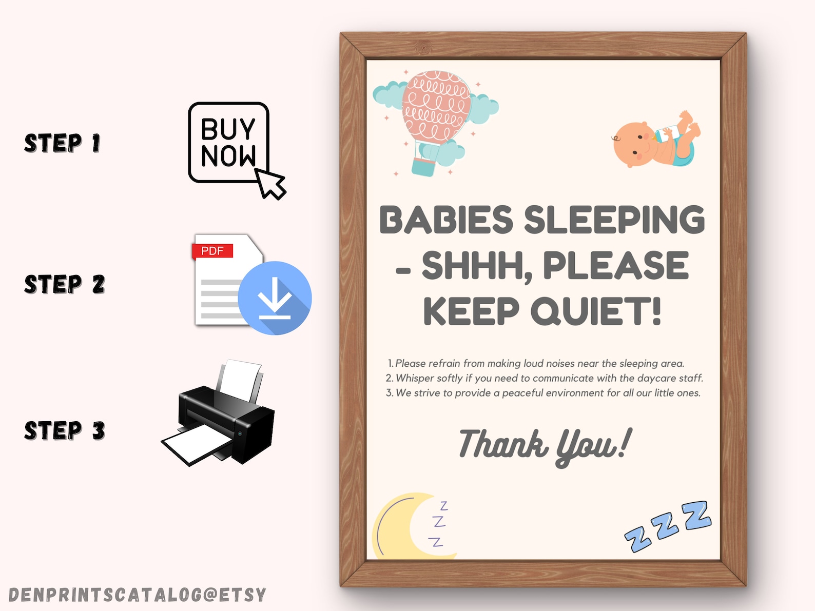 Babies Sleeping Sign Printable, Daycare Be Quiet Naptime Poster ...