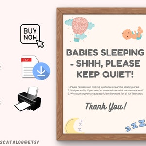 Babies Sleeping Sign Printable, Daycare Be Quiet Naptime Poster ...