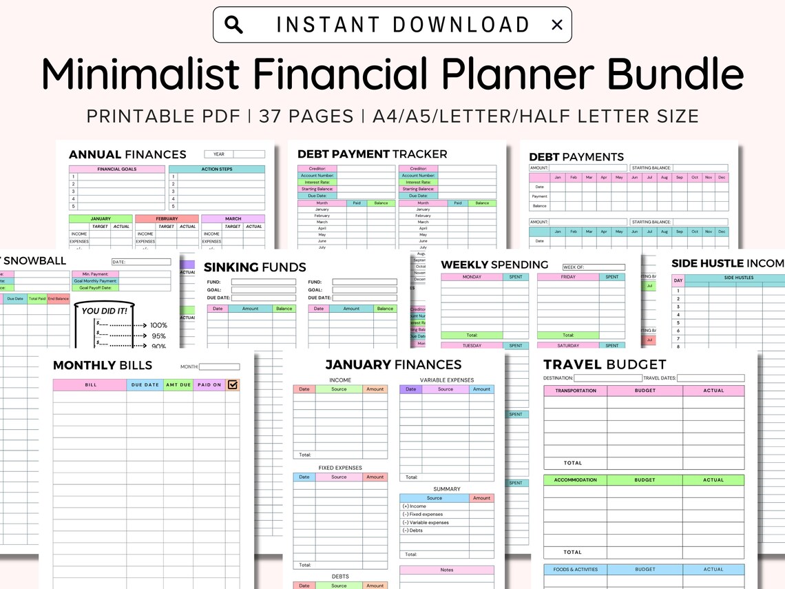 Finance Planner BUNDLE Budget Planner Templates Financial - Etsy