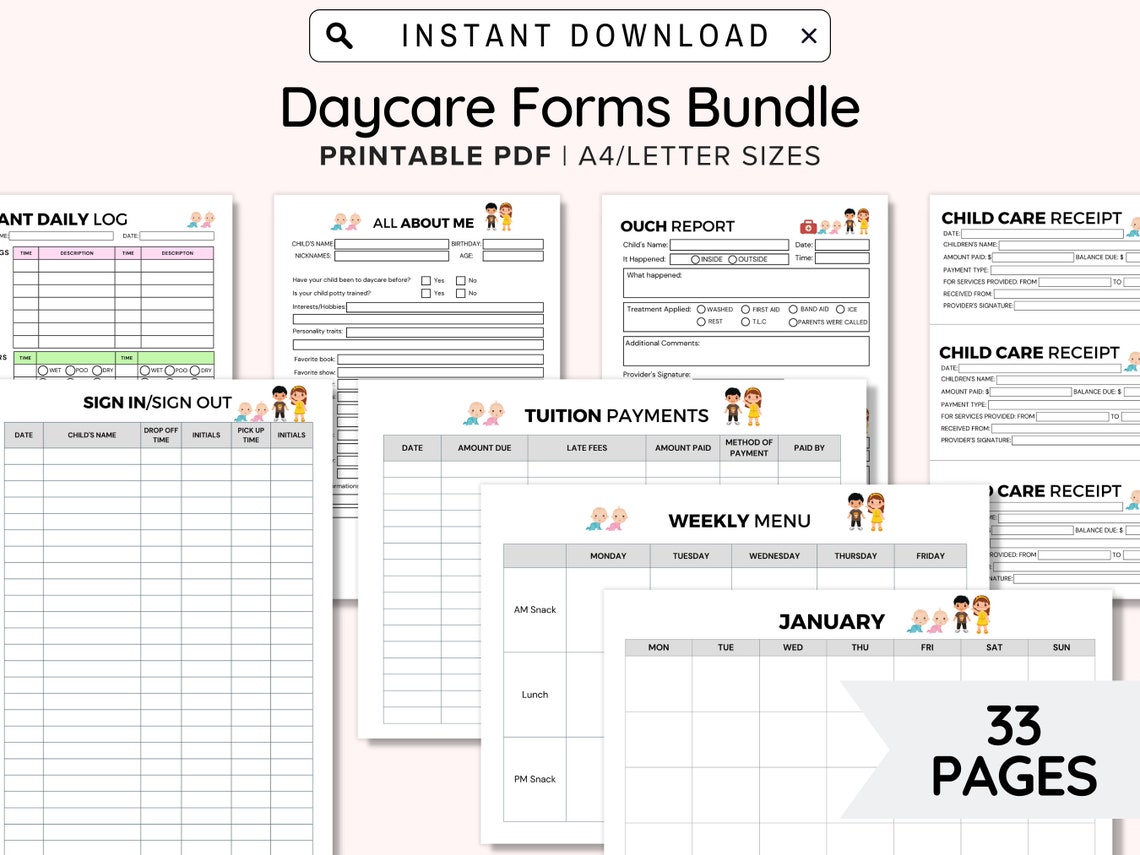 Daycare Forms Bundle Printable Forms for Daycare Preschool - Etsy
