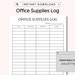Office Supplies Log Checklist Printable, Business Office Supplies ...