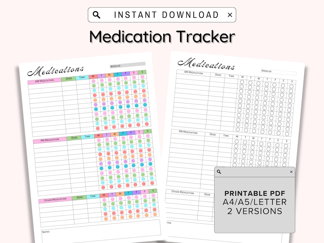 Medication Schedule Printable, Minimalist Easy Medicine Chart, Weekly ...